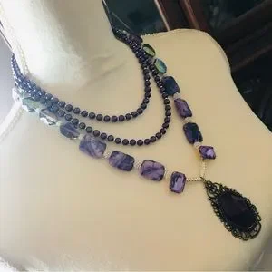 Hand Crafted | Jewelry | Handcrafted Purple Power Triple Strand Mixed ...